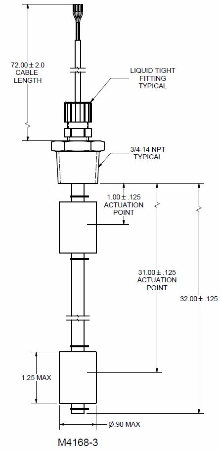 M4168-3 High & Low Level Float Switch – Drum Monitoring Sensor